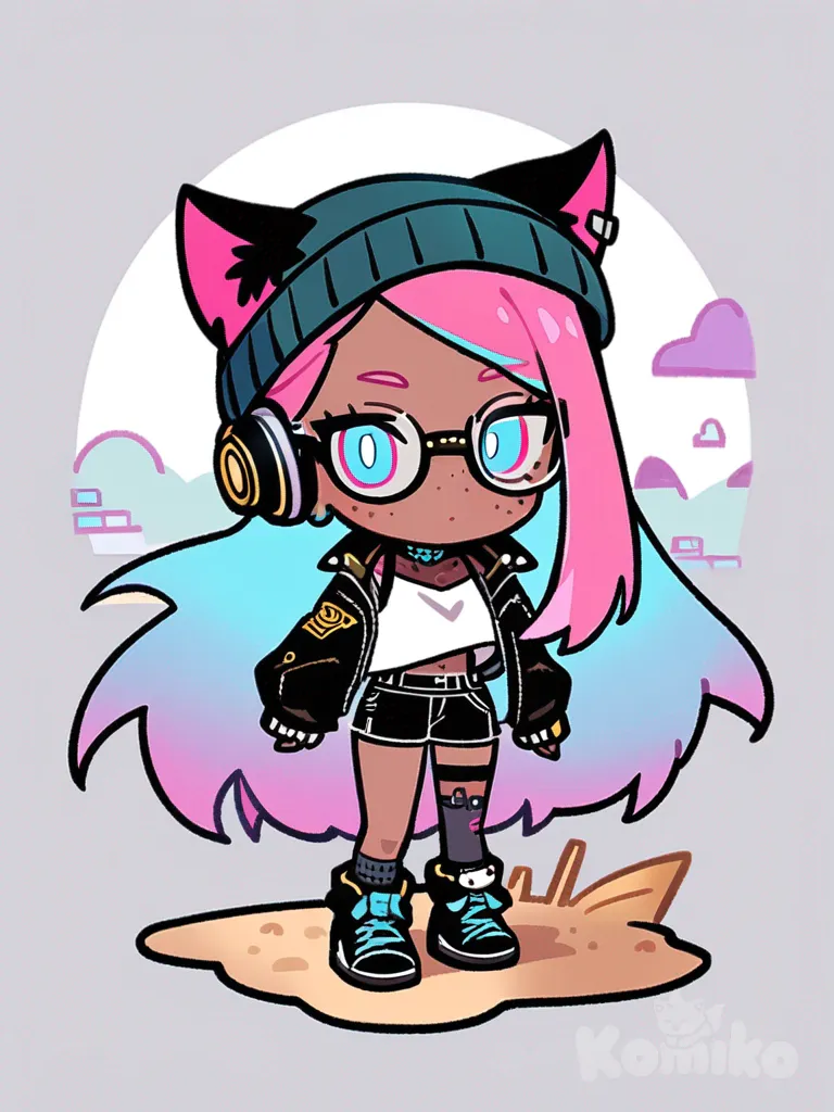 Arte IA: 1girl, cyberpunk, chibi, teenager, tal... | KomikoAI