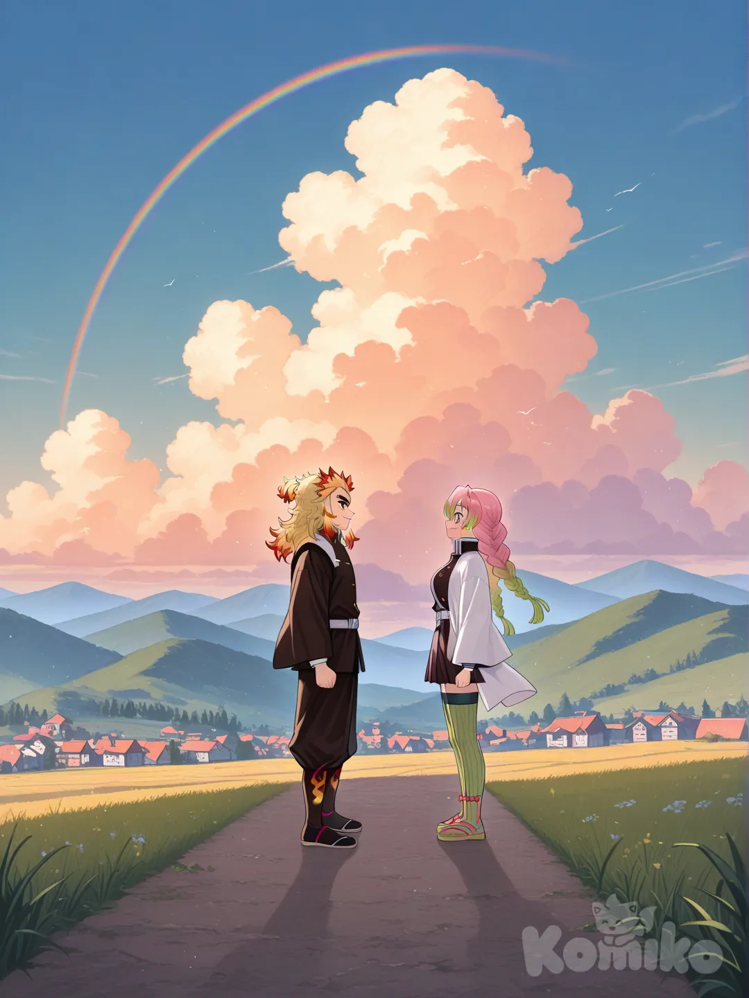 AI 藝術: rainbow, full body, side light, blue sky... | KomikoAI