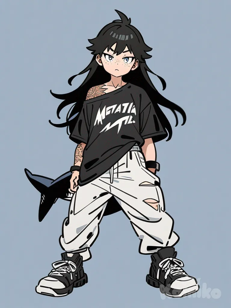 AI Art: bipedal anthro shark, 1boy, teenager, b... | KomikoAI