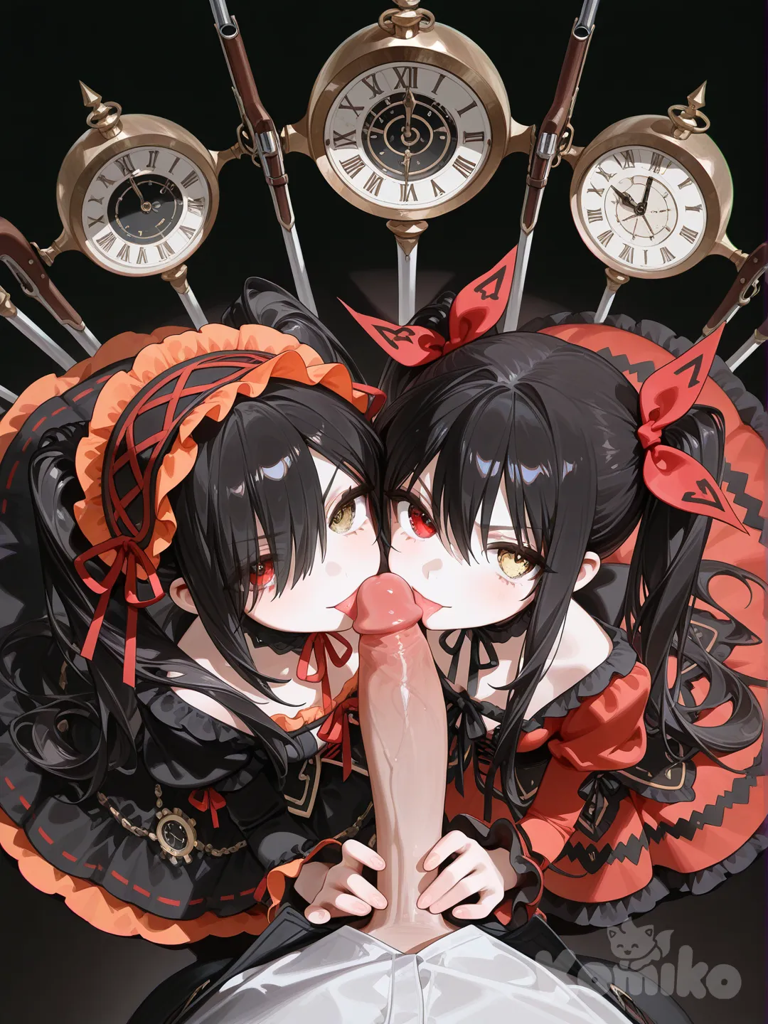 AI 藝術: 2girl, kurumi_tokisaki, date_a_live, lon... | KomikoAI