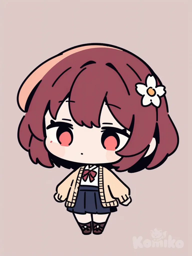 Arte com IA: 1girl, flower, flat colors, chibi,... | KomikoAI