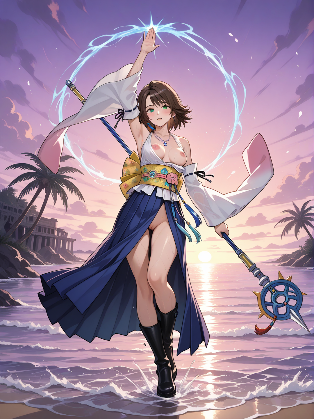 AI 艺术: @yuna-7fHh, { "scene_description": { ... | KomikoAI